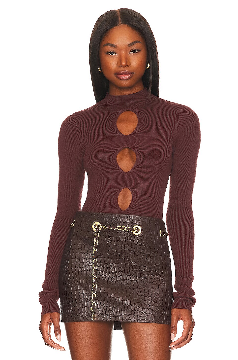 NBD Cyra Cut Out Sweater in Chocolate | REVOLVE