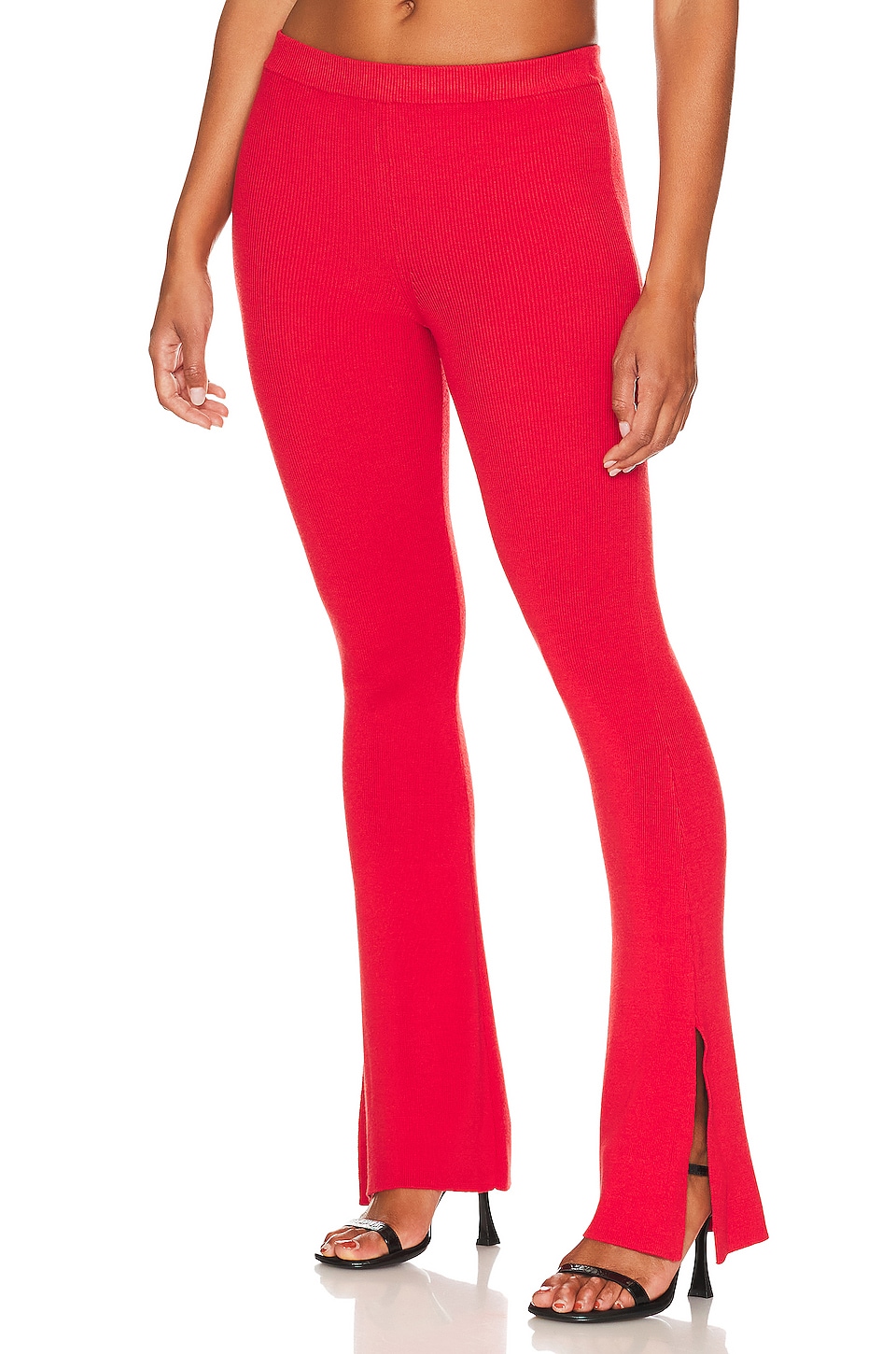 NBD Zuri Knit Pants with Ankle Slits in Rust in Red | REVOLVE