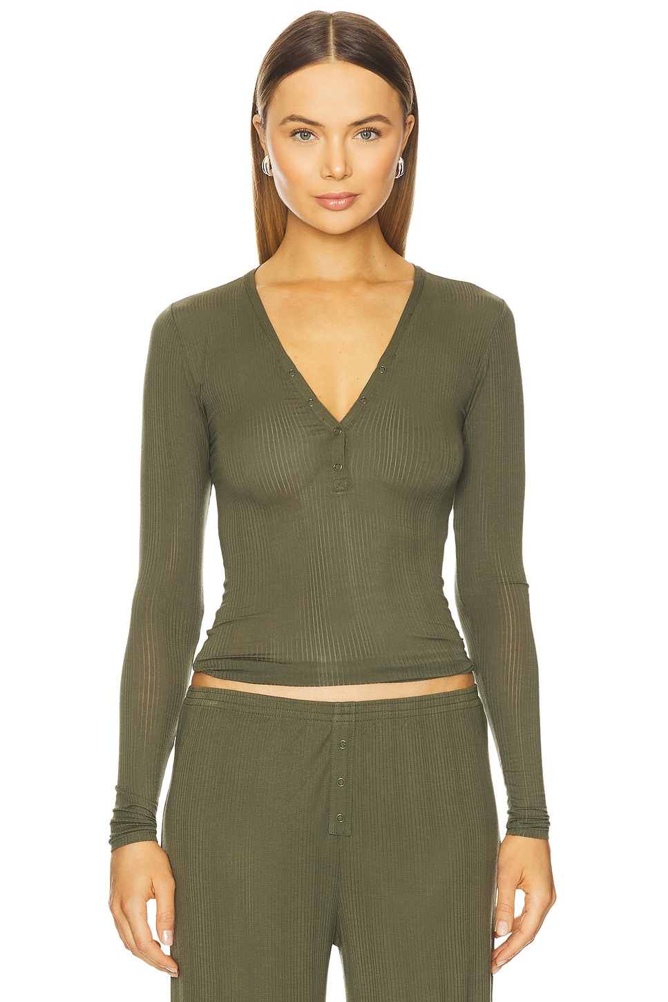 Negative Underwear Whipped Henley in Moss | REVOLVE