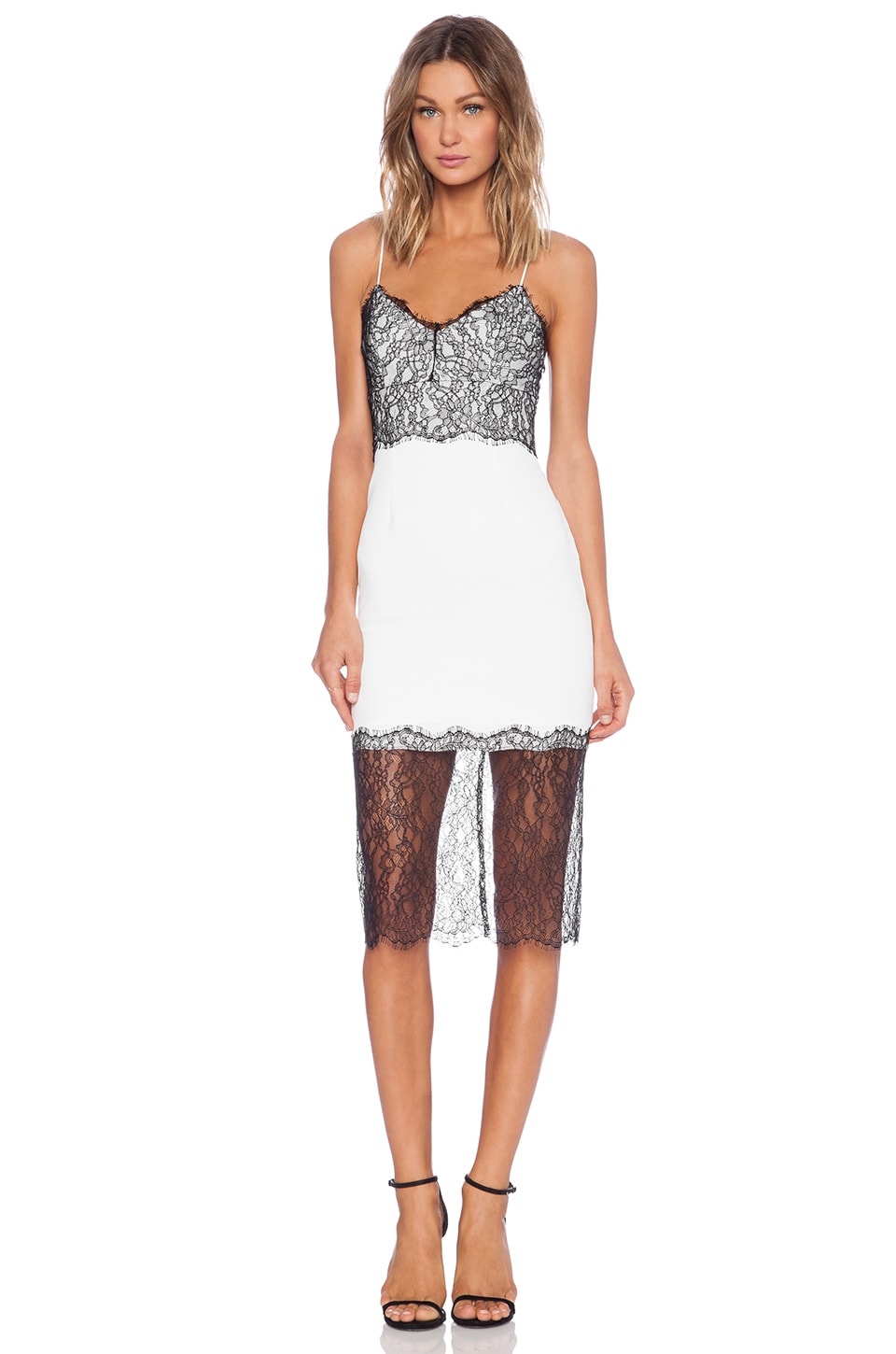 NICHOLAS Lace Trim Dress in White | REVOLVE