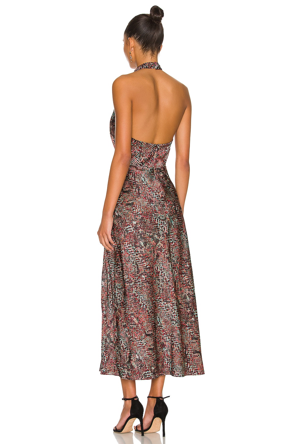 NICHOLAS Aline Cross Over Halter Midi Dress with Side Gather in Water ...