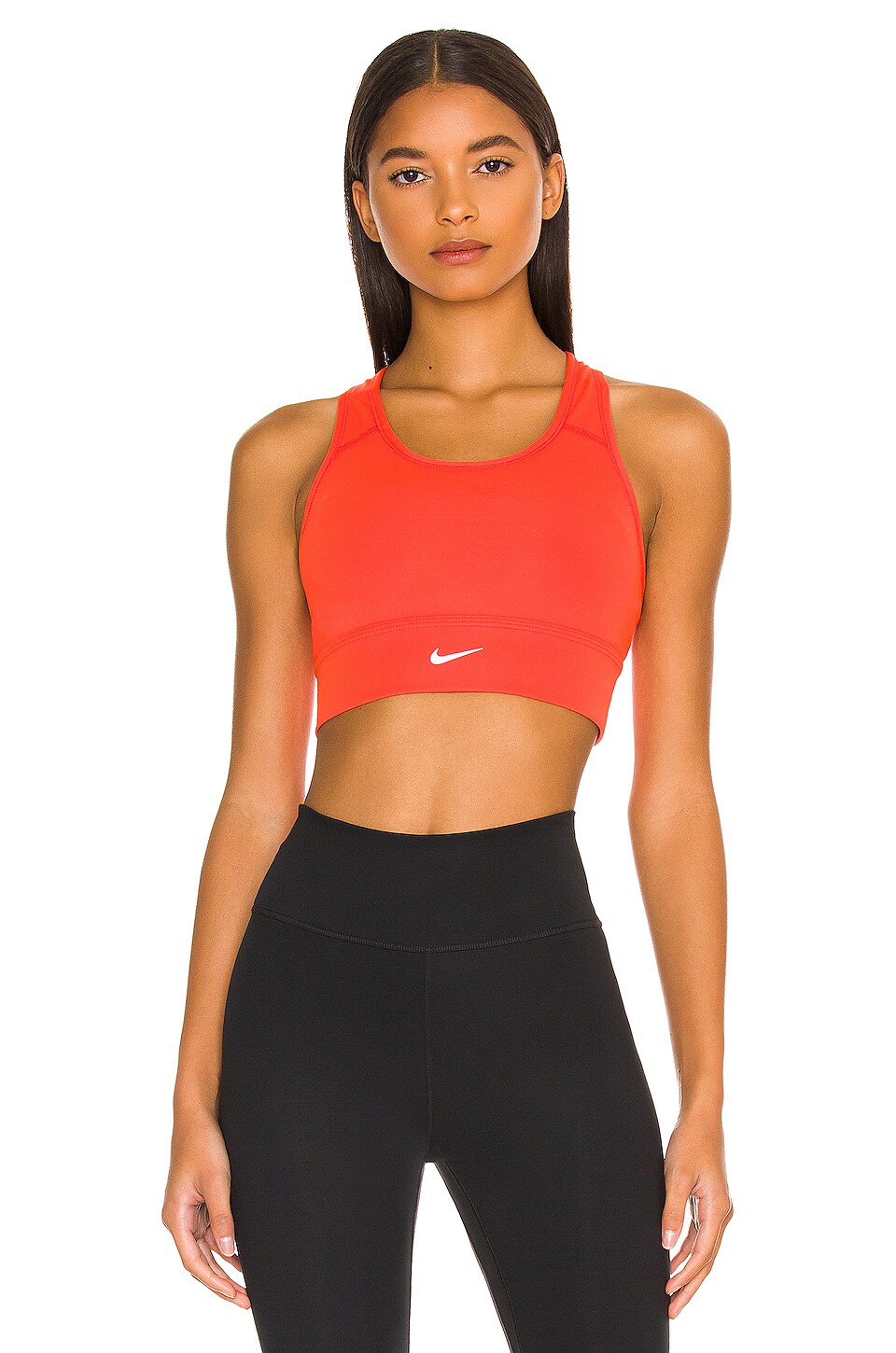 Nike Swoosh Long Line Bra in Chili Red | REVOLVE