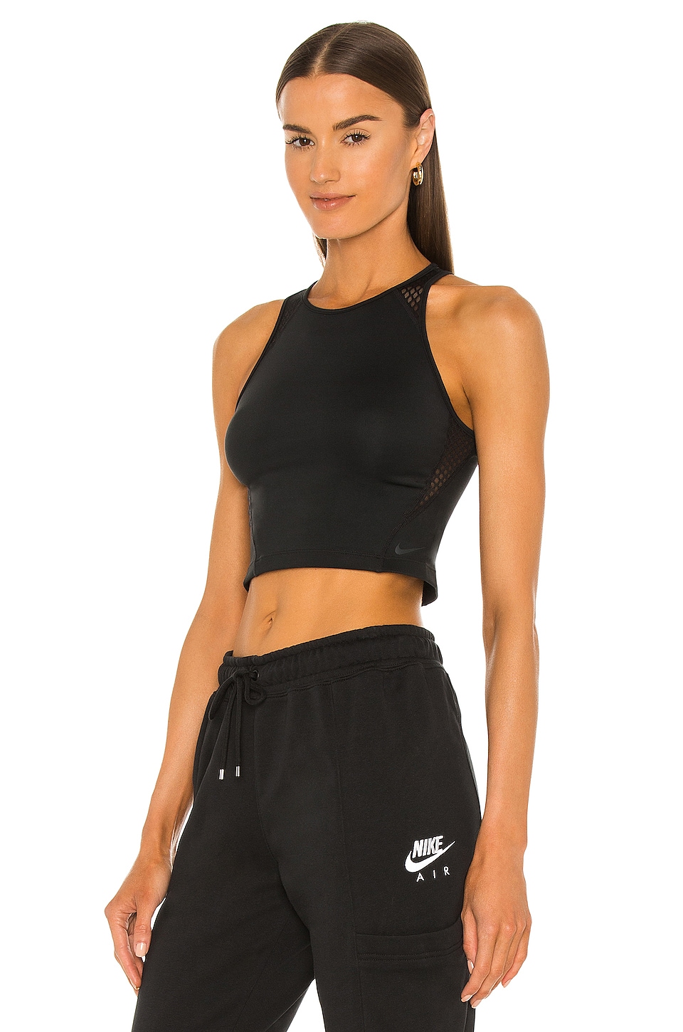 Nike NK Mesh Inset Crop Top in Black | REVOLVE