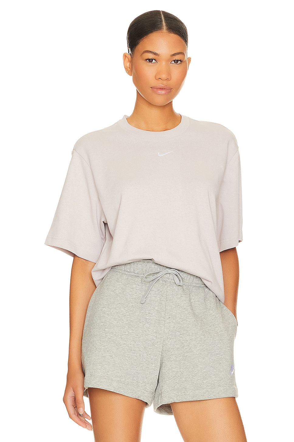 Nike Sportswear Essentials Boxy Tee in Platinum Violet & White | REVOLVE