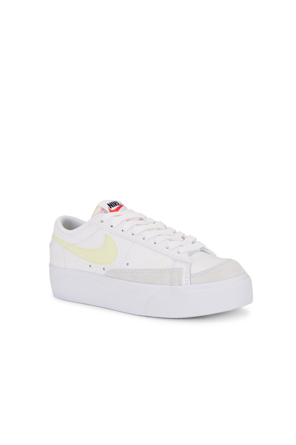 Nike Blazer Low Platform Sneakers in White & Life Lime | REVOLVE