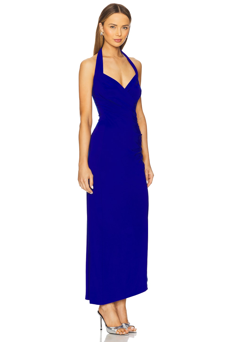 Norma Kamali x REVOLVE Halter Sweetheart Side Drape Gown in Electric ...