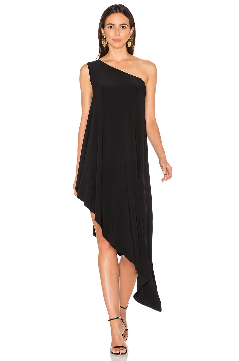 Norma Kamali One Shoulder Diagonal Tunic in Black | REVOLVE
