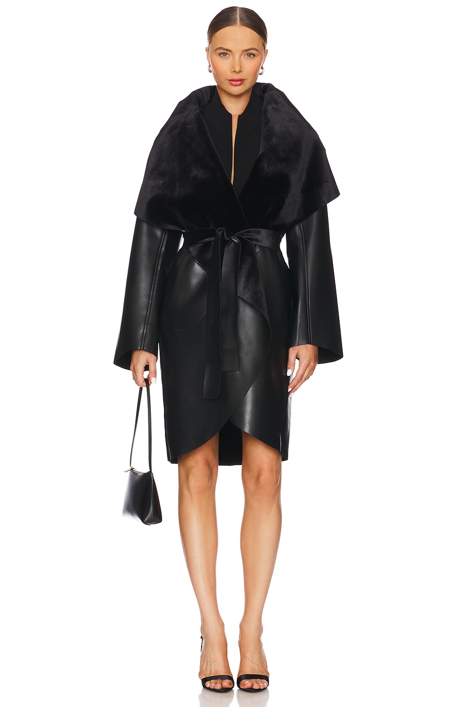 Norma Kamali Shawl Collar Reversible Coat in Black | REVOLVE