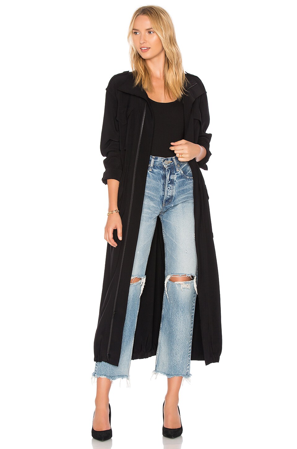 Norma Kamali Turtle Cargo Coat in Black | REVOLVE