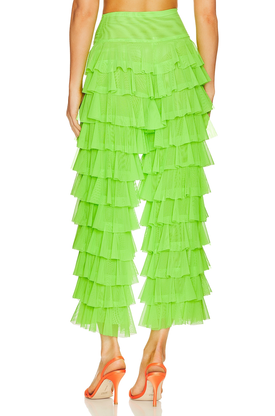 Norma Kamali Wide Leg Ruffle Pant in Neon Green | REVOLVE