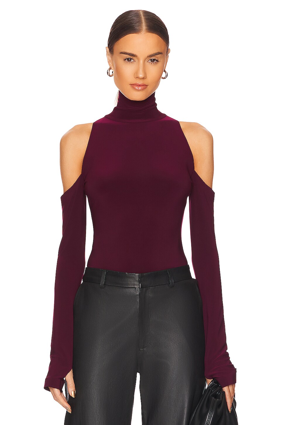 Norma Kamali x REVOLVE Open Shoulder Halter Top in Plum | REVOLVE