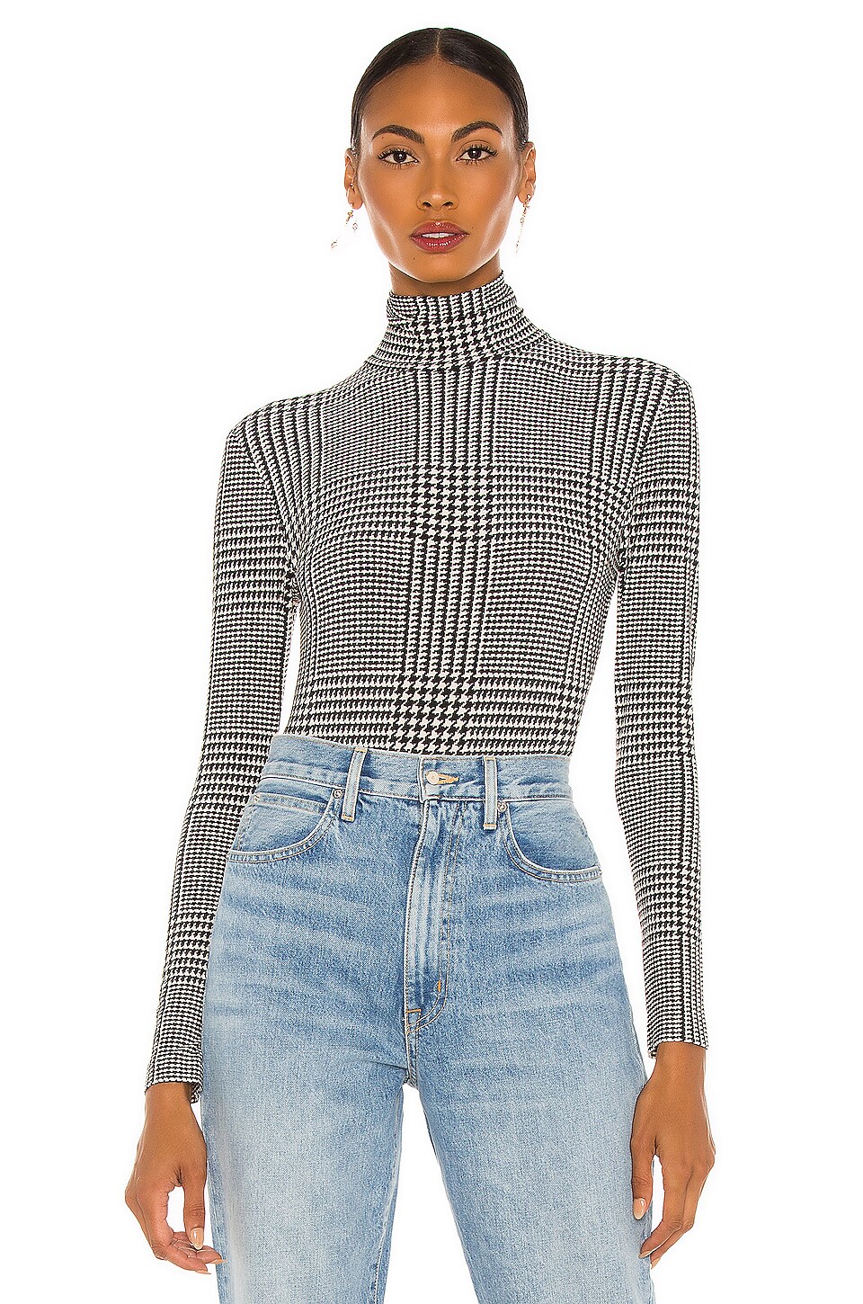Norma Kamali Turtle Bodysuit in Glenn Plaid | REVOLVE
