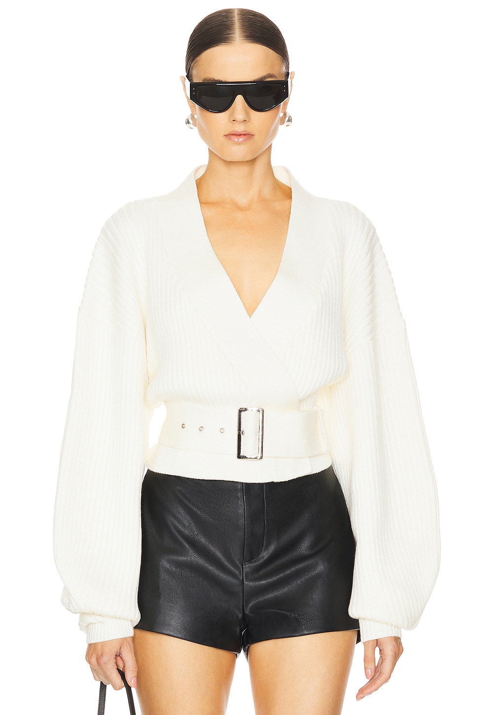 NONchalant Label Shiloh Belted Sweater in Crema | REVOLVE