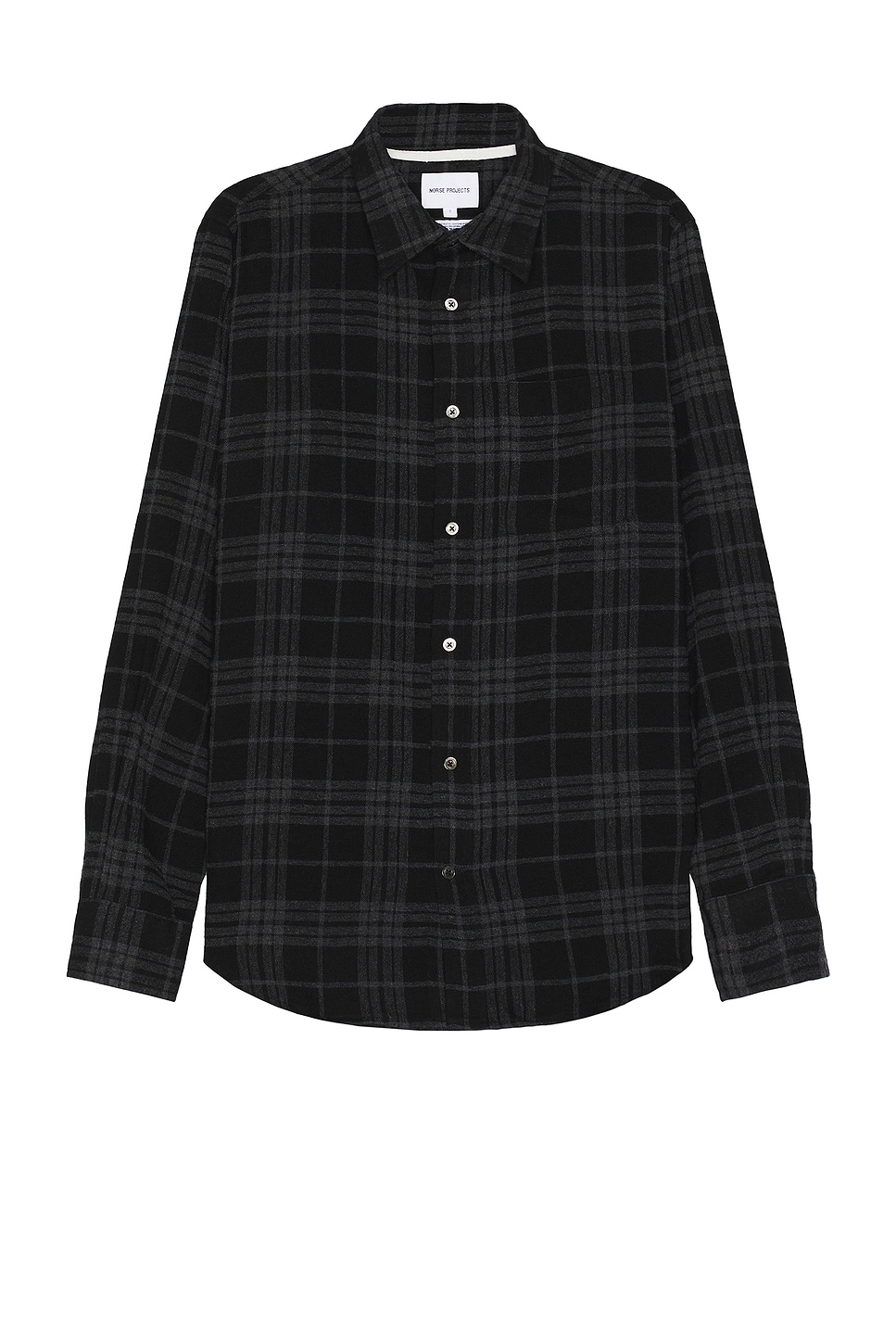 Norse Projects Algot Relaxed Wool Check Shirt in Charcoal Melange | REVOLVE