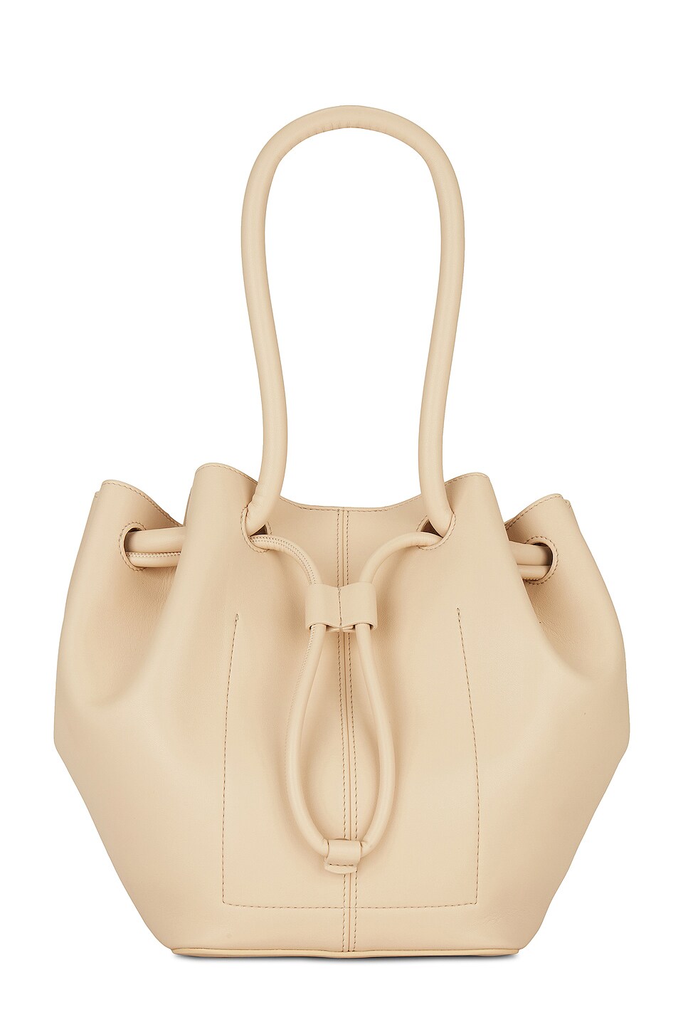 Nanushka Small Elongated Bucket Bag in Ivory | REVOLVE