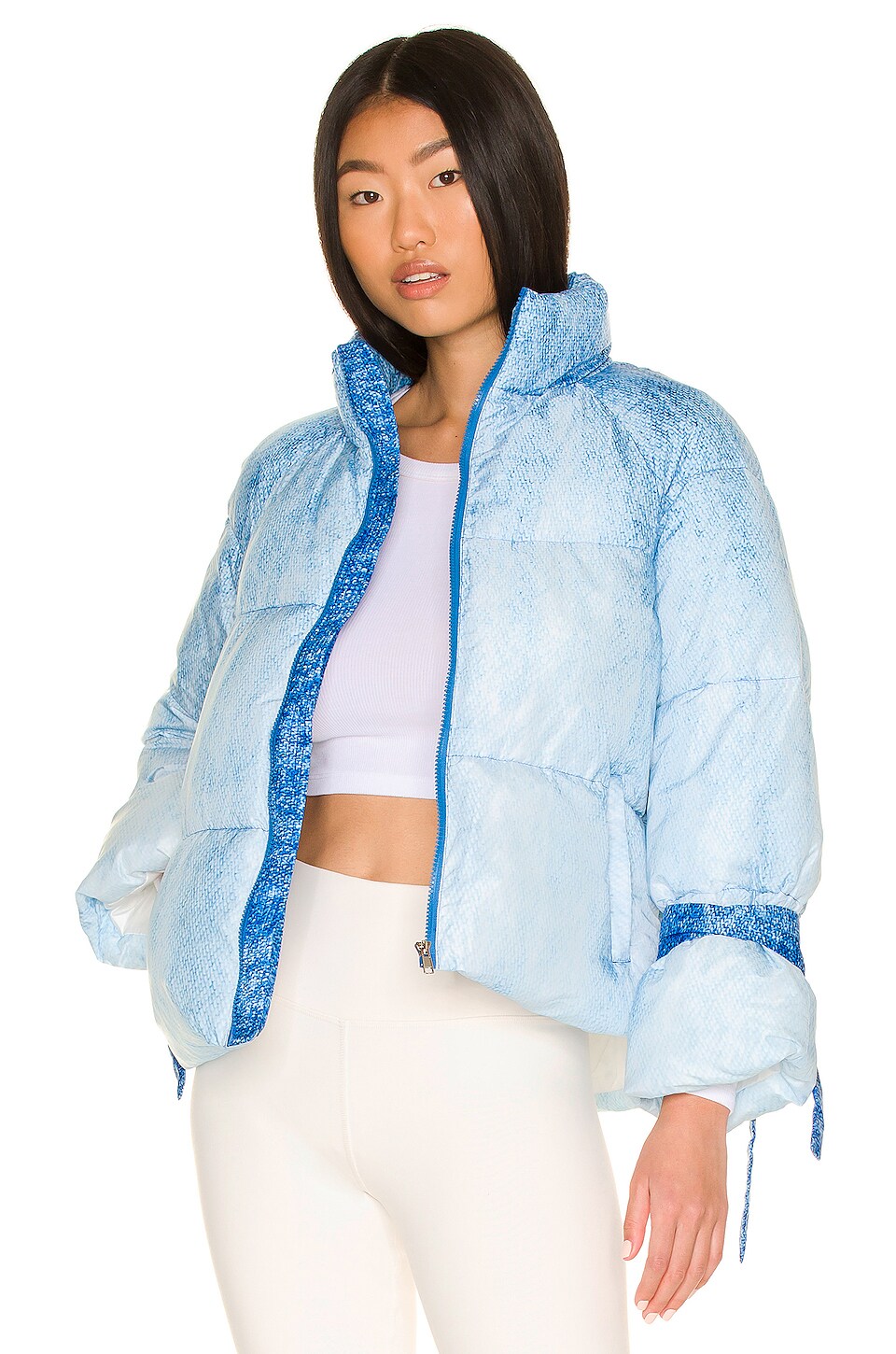 Nubyen Tie Up Puffer Jacket in Sky Ombre | REVOLVE