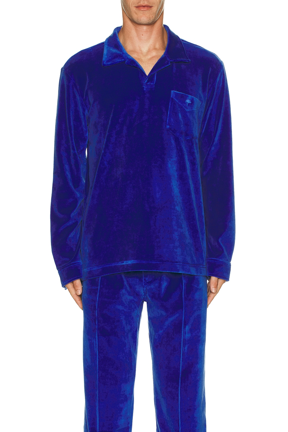 OAS Velour Long Sleeve Polo in Azure | REVOLVE