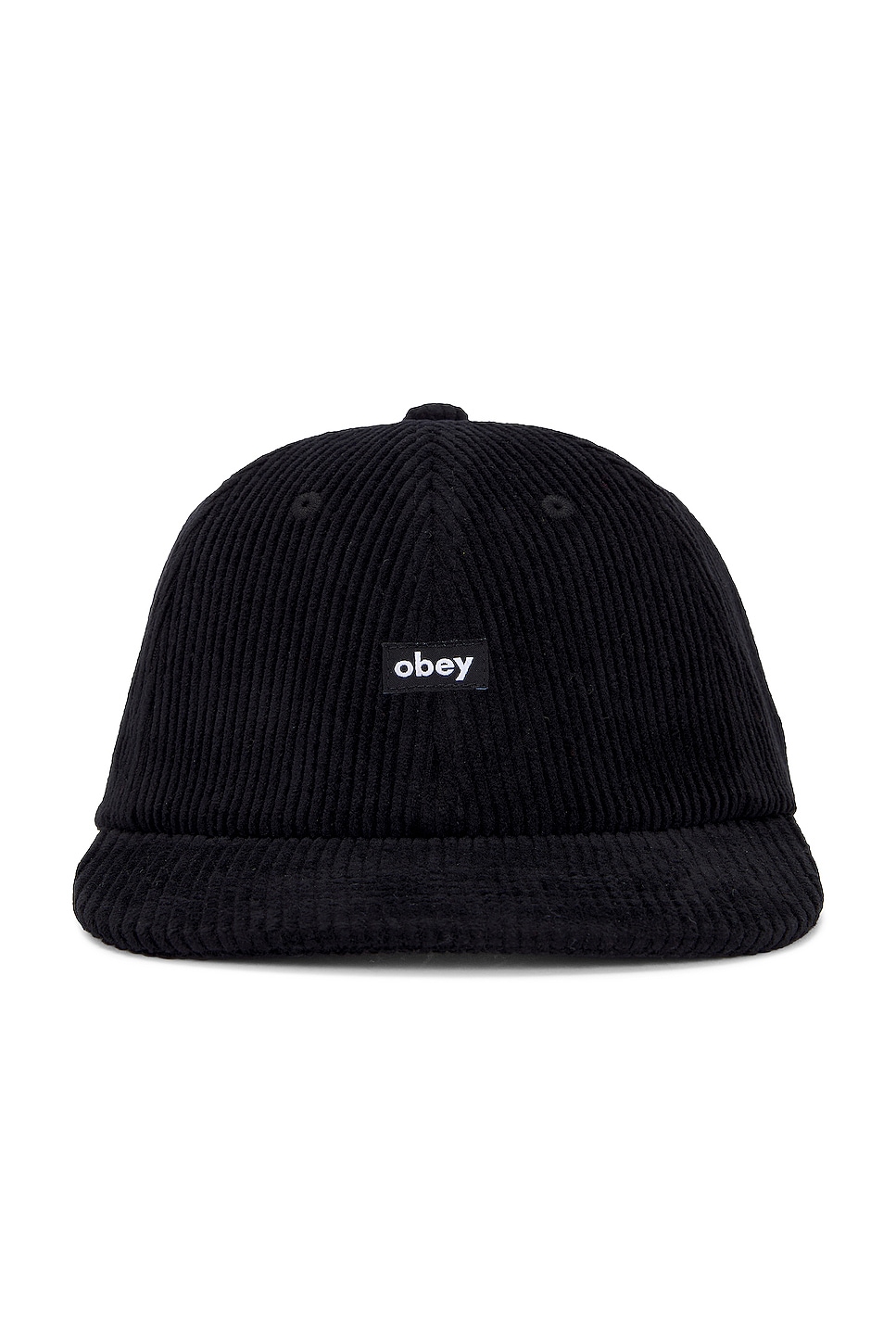 Obey Cord Label 6 Panel Strapback Hat in Black | REVOLVE
