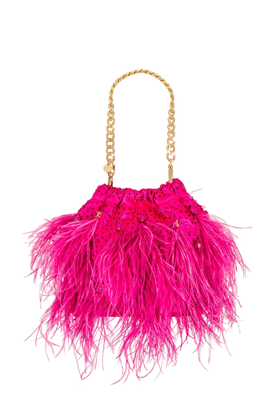 olga berg Livvy Feather Pouch in Fuchsia | REVOLVE