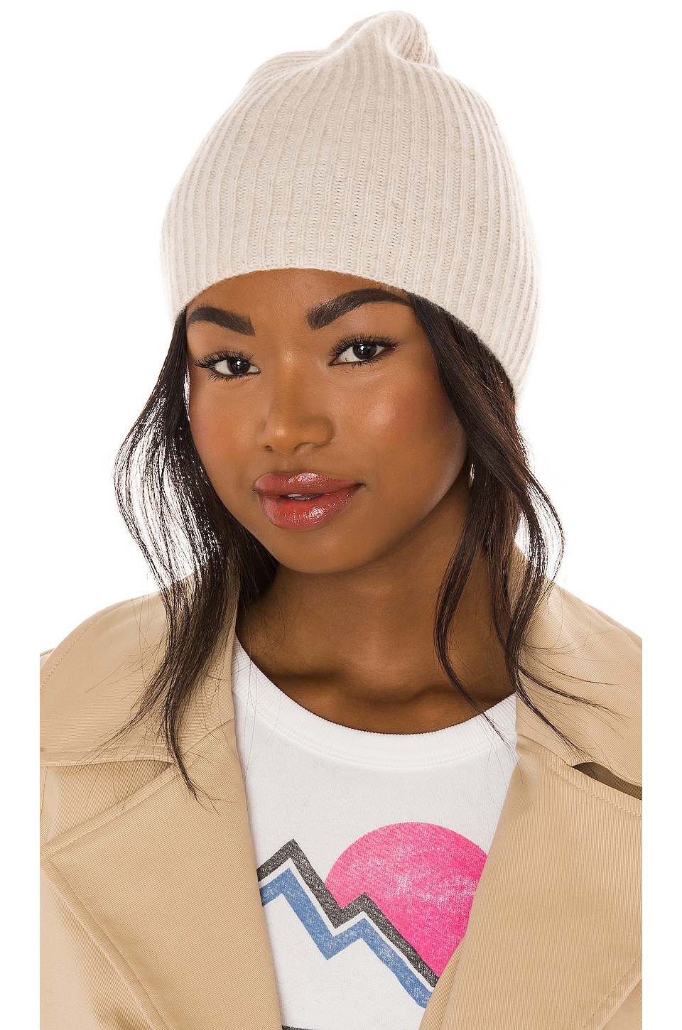 One Grey Day Crew Cashmere Beanie in Oatmeal | REVOLVE