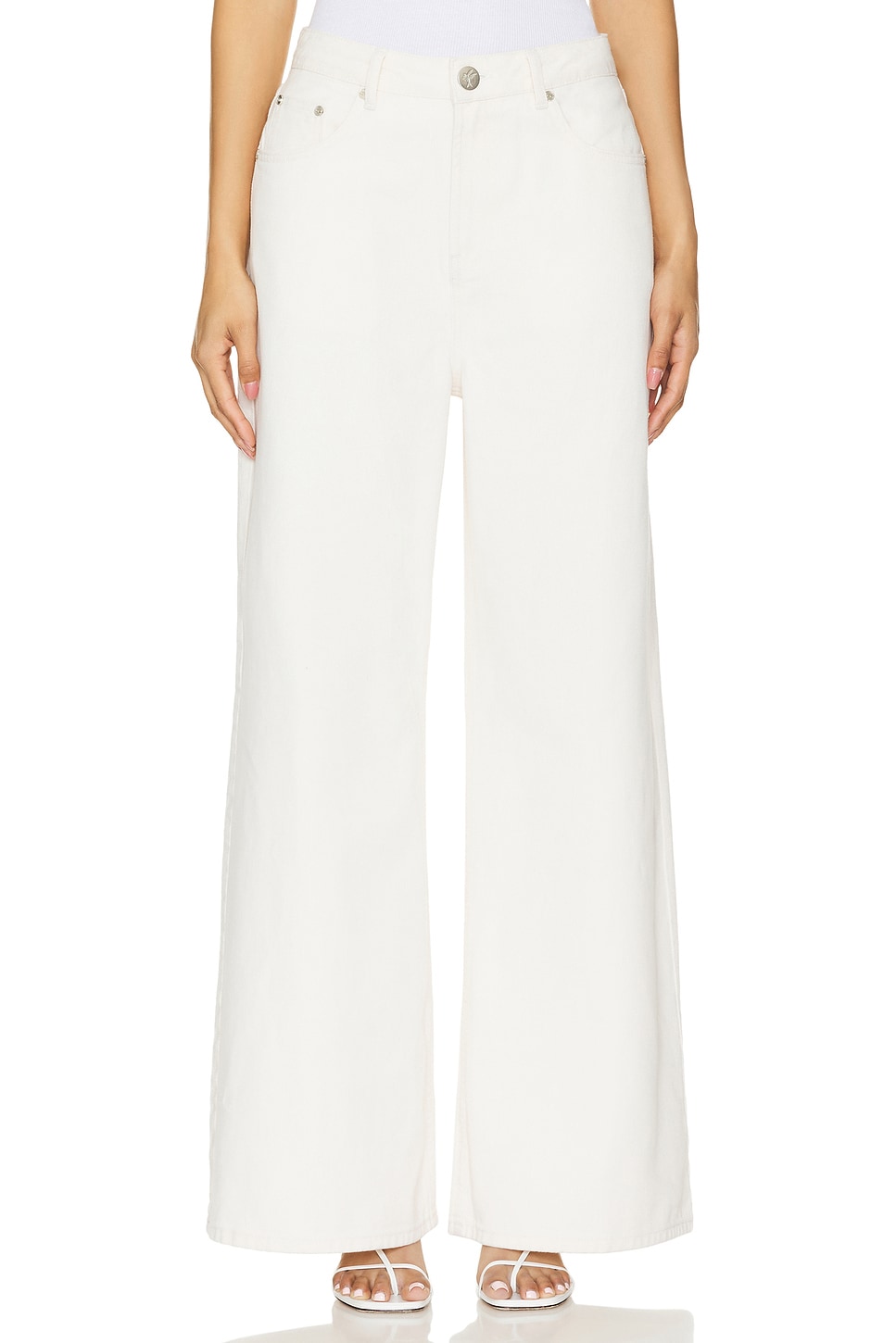 One Teaspoon Love Machines Super Wide Leg Jeans in Cream | REVOLVE