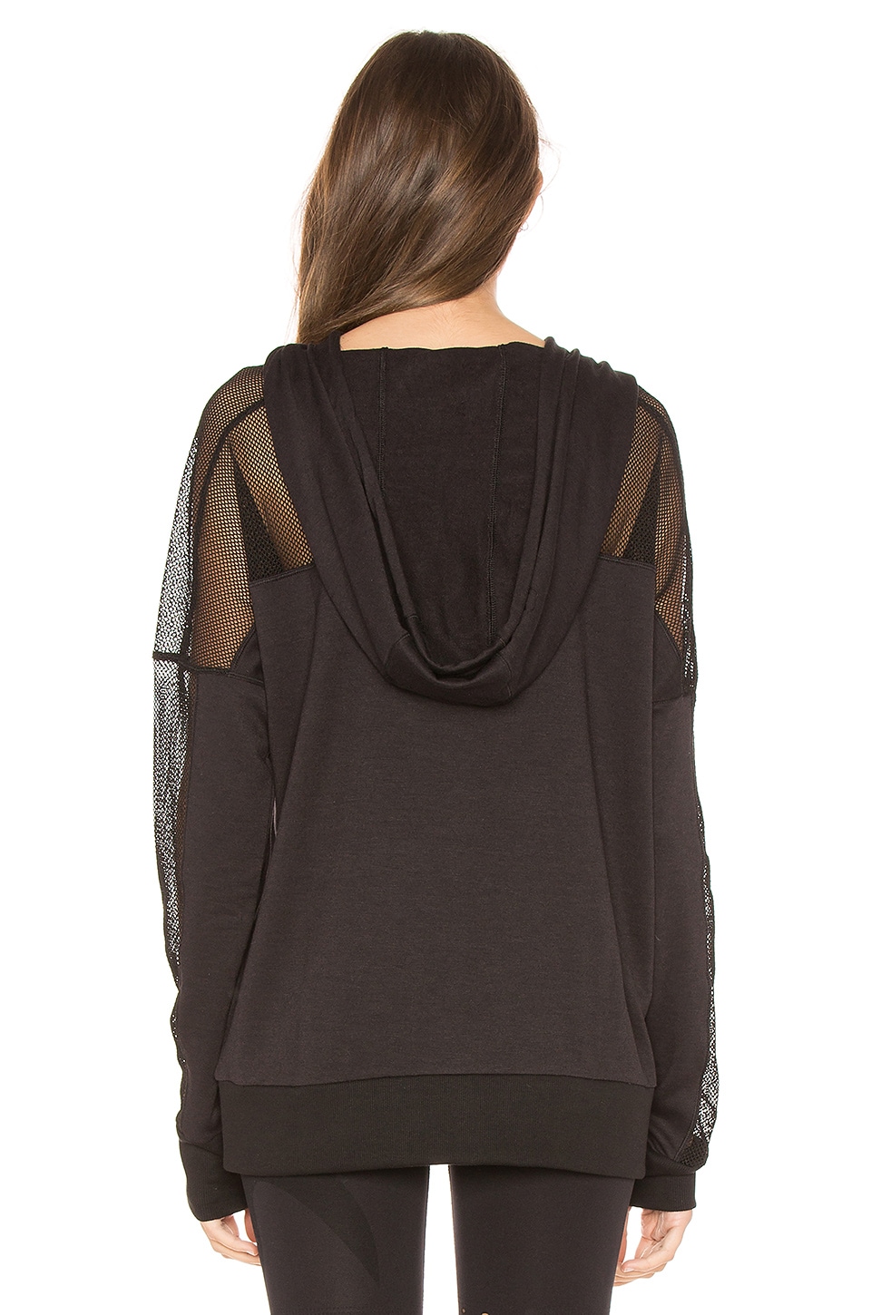 onzie Mesh Long Sleeve Hoodie in Black | REVOLVE