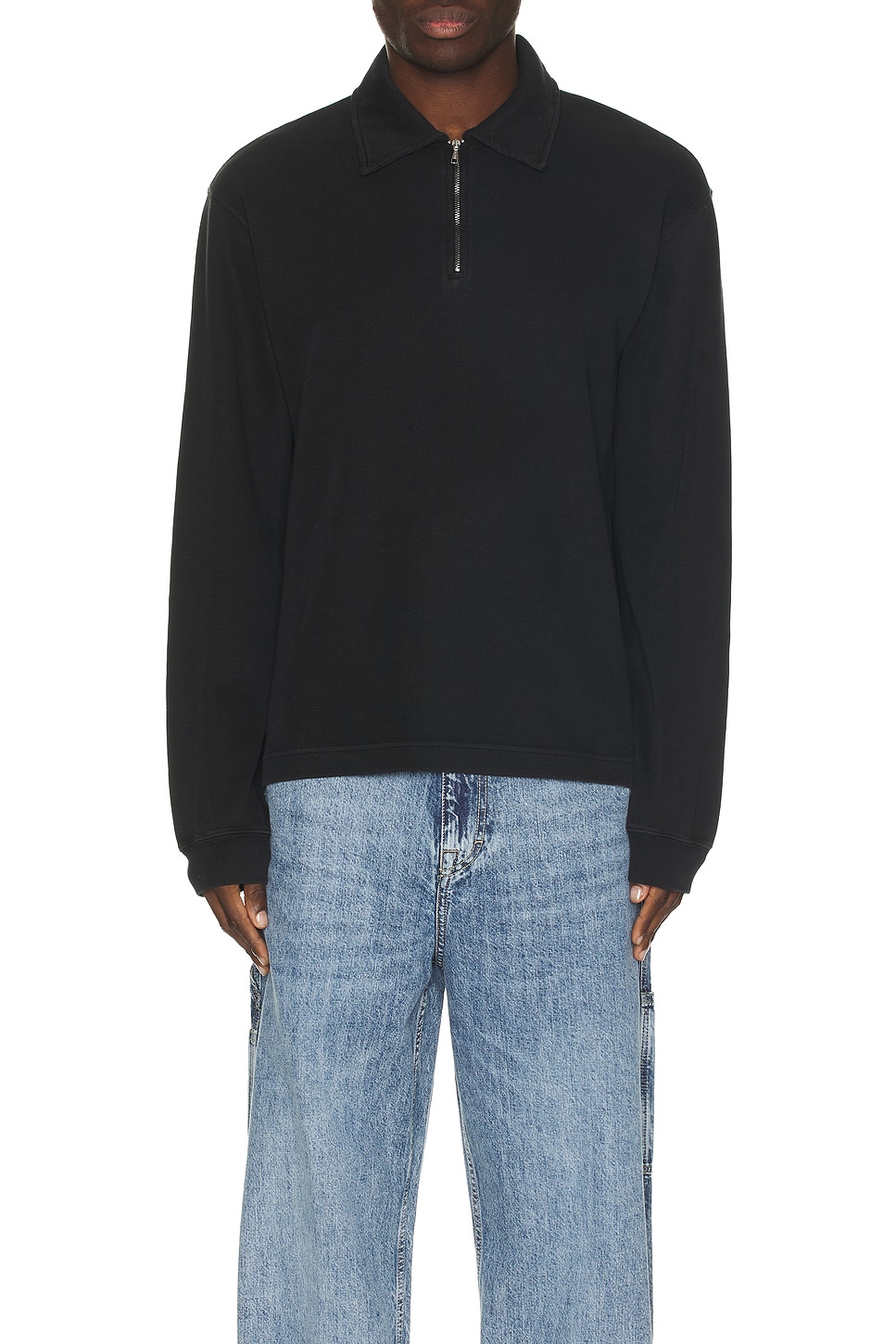 Our Legacy Lad Sweatshirt in Worn Black Athletic Rib | REVOLVE