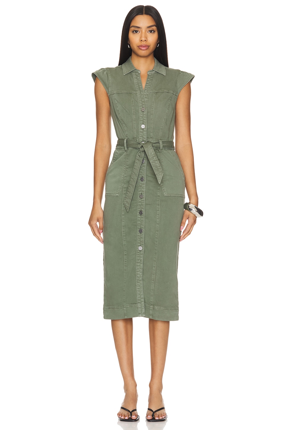 PAIGE Jaxsyn Midi Dress in Vintage Ivy Green | REVOLVE