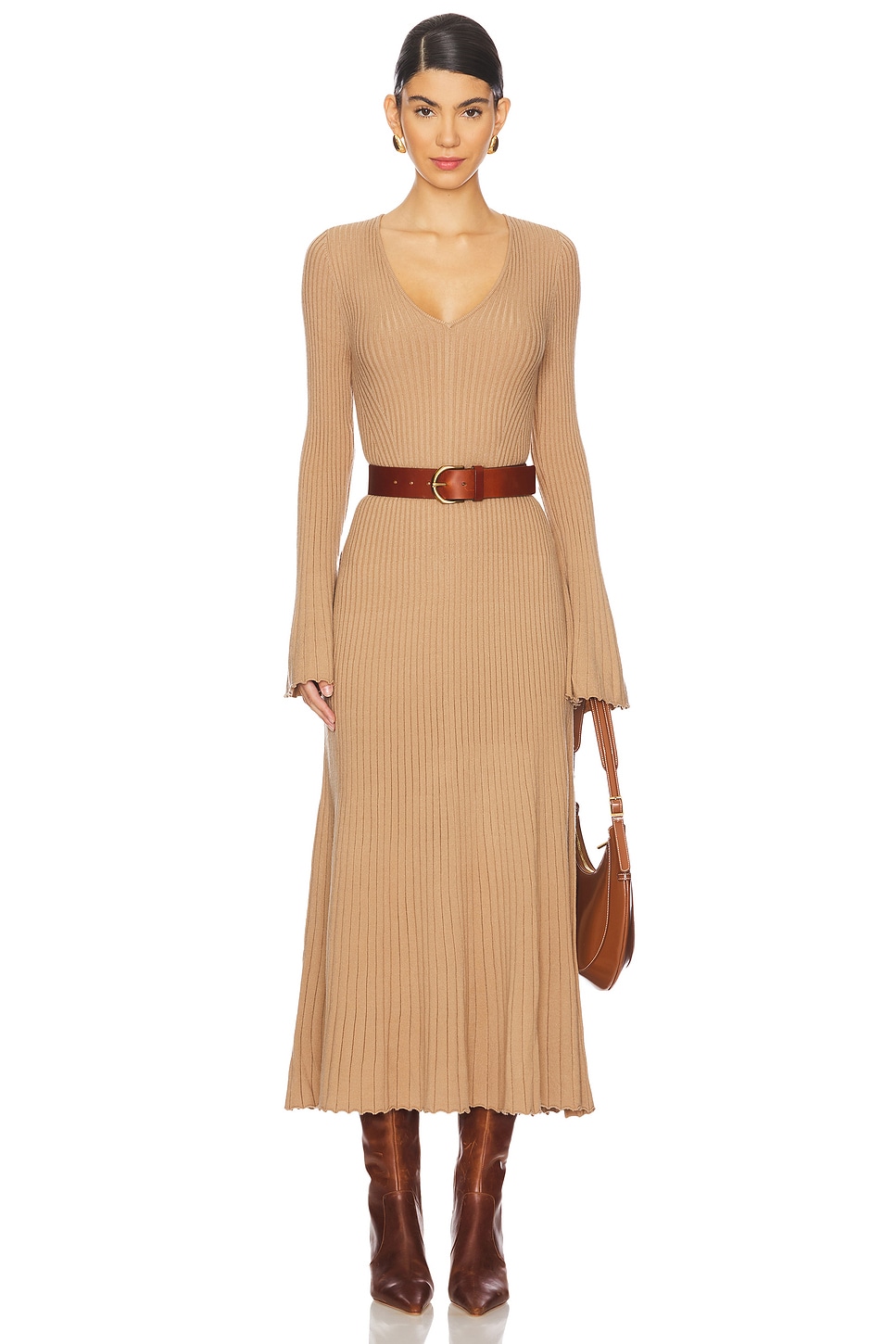PAIGE Bel Dress in Dark Camel | REVOLVE