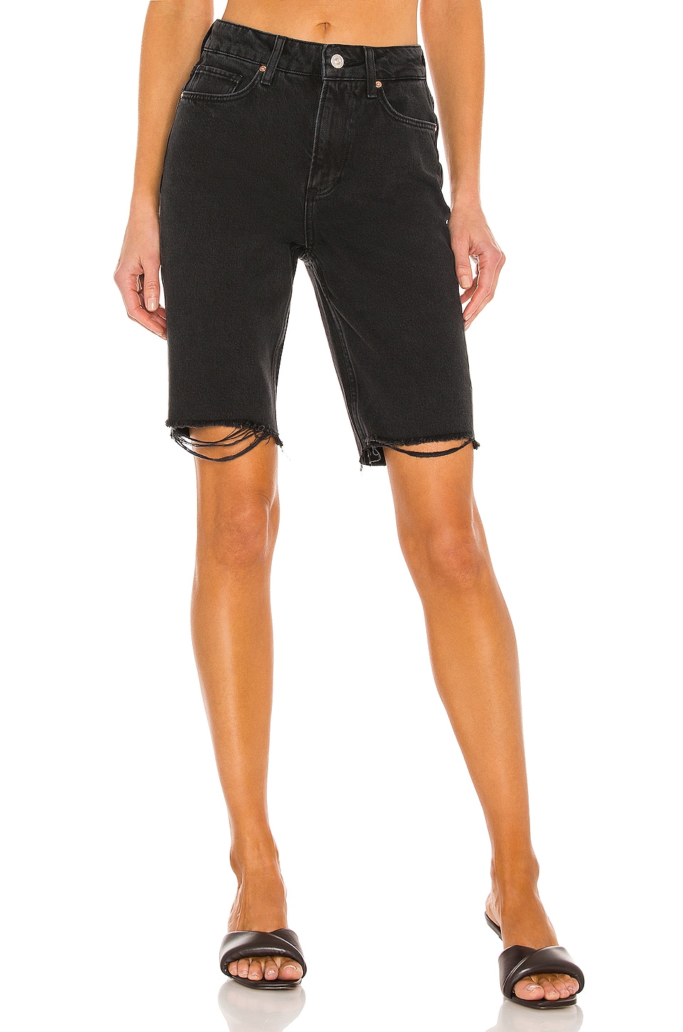 PAIGE Robbie High Rise Short in Black Meadow With Stringy Hem | REVOLVE