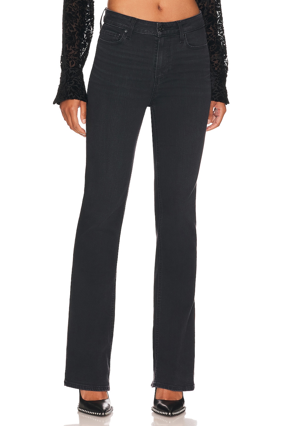 PAIGE High Rise Laurel Canyon Bootcut in Black Willow | REVOLVE