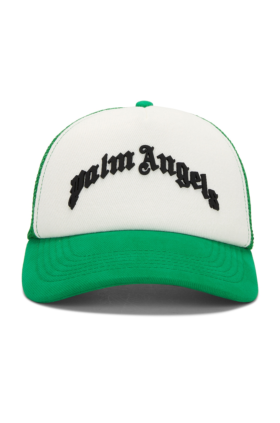 Palm Angels Curved Logo Mesh Cap in Green | REVOLVE