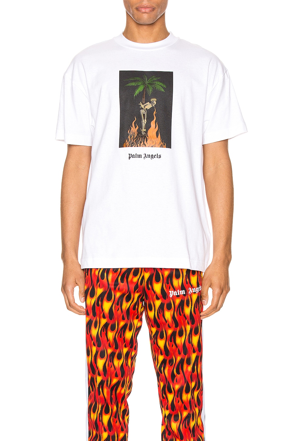 Palm Angels Burning Skeleton Pic Tee in White & Multi | REVOLVE