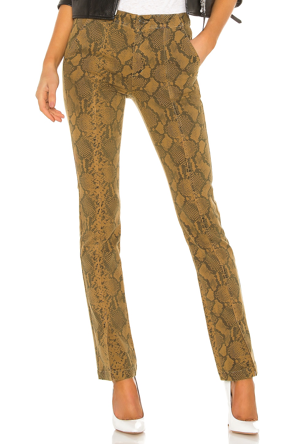 Pam & Gela Seamed Snake Baby Boot Pant in Chai | REVOLVE