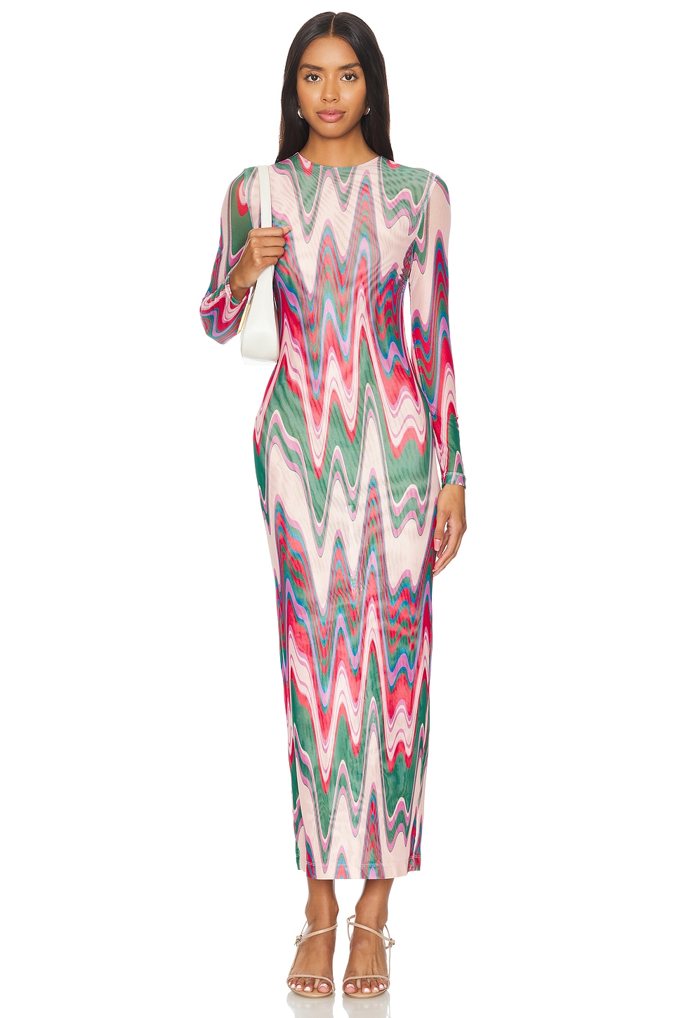 PatBO Wave Printed Tulle Maxi Dress in Multi | REVOLVE