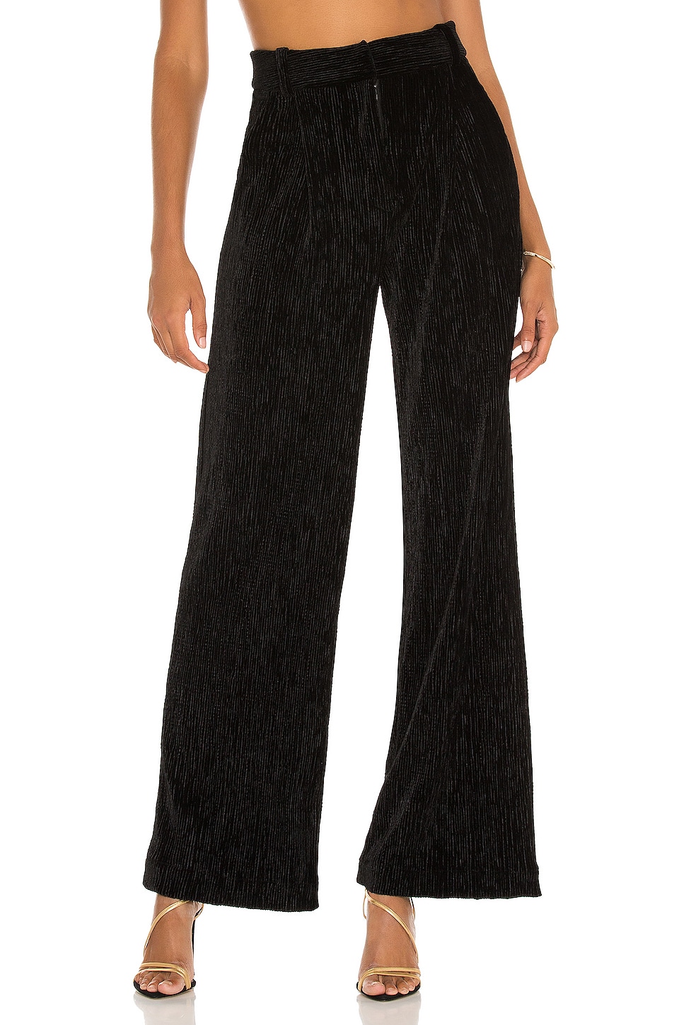 PatBO Textured Velvet Wide Leg Pant in Black | REVOLVE
