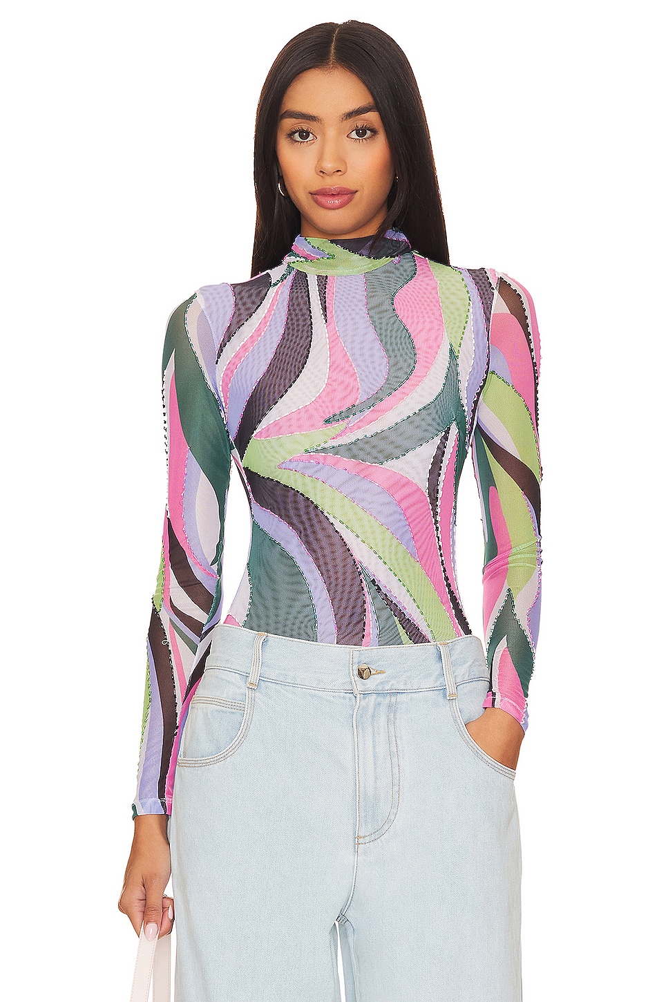 PatBO Delos Beaded Bodysuit in Black Multi | REVOLVE