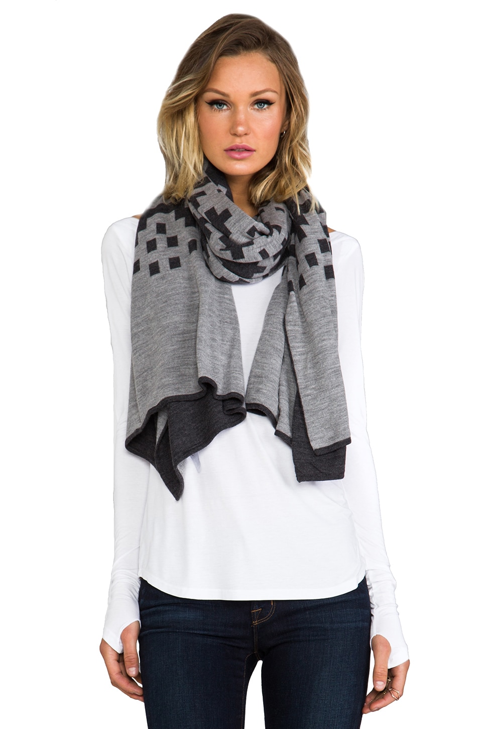 The Portland Collection by Pendleton Pilot Rock Knit Wrap in Slate | REVOLVE