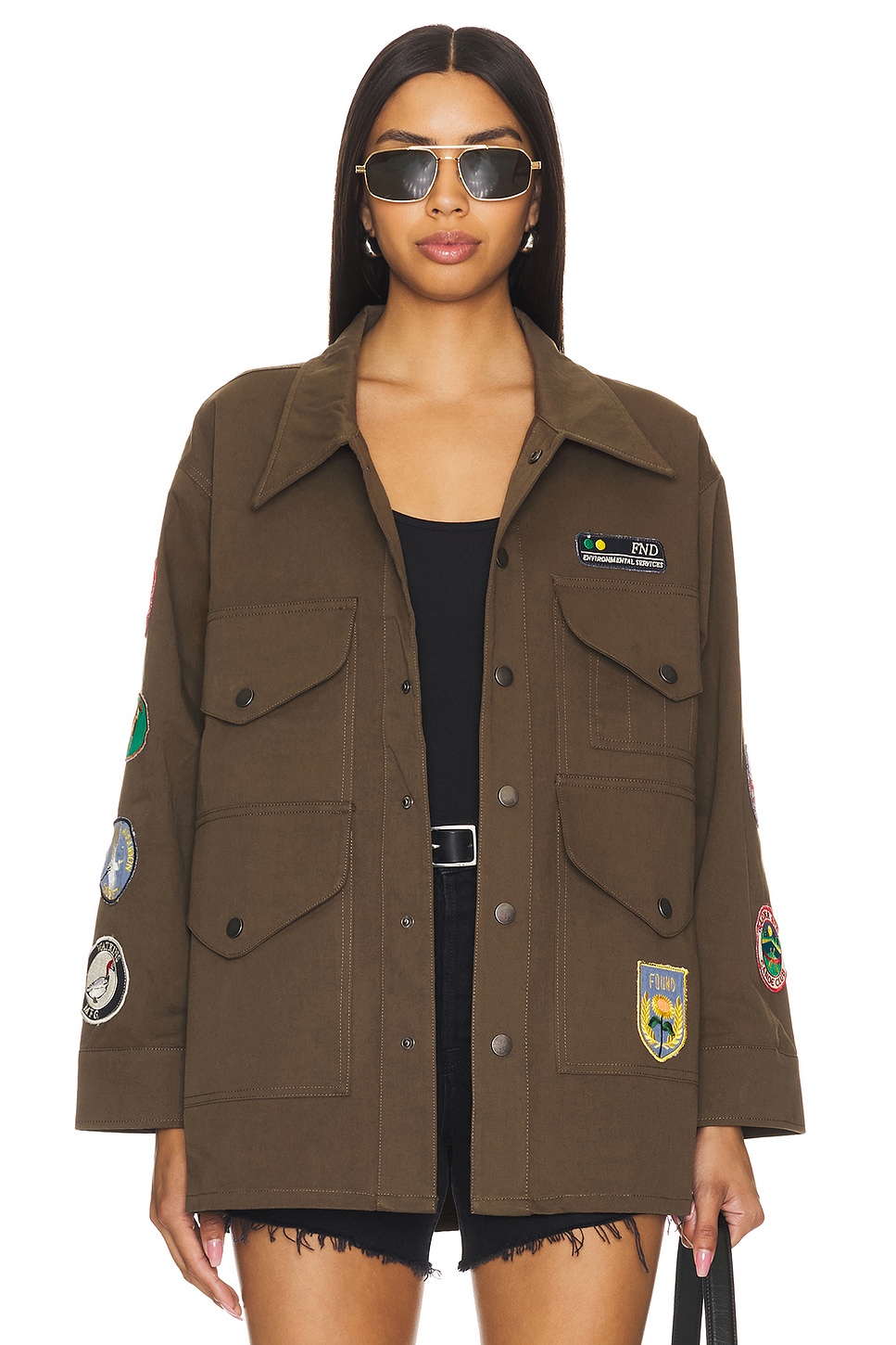 Found Multi Patch Work Jacket in Mocha | REVOLVE