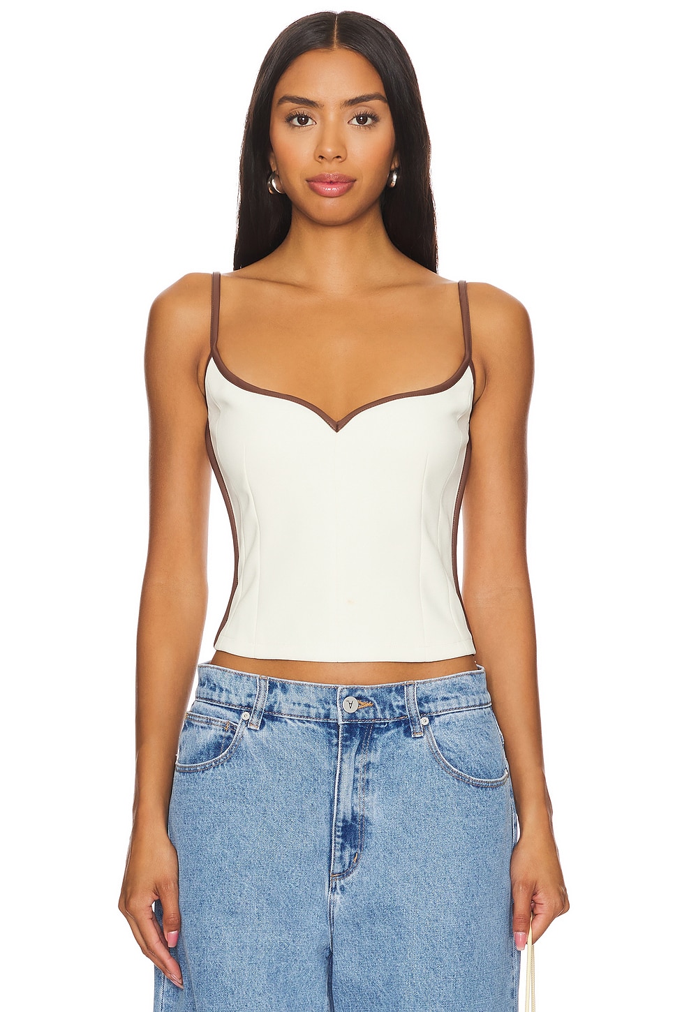 Paris Georgia Heart Singlet in Cream & Carob | REVOLVE