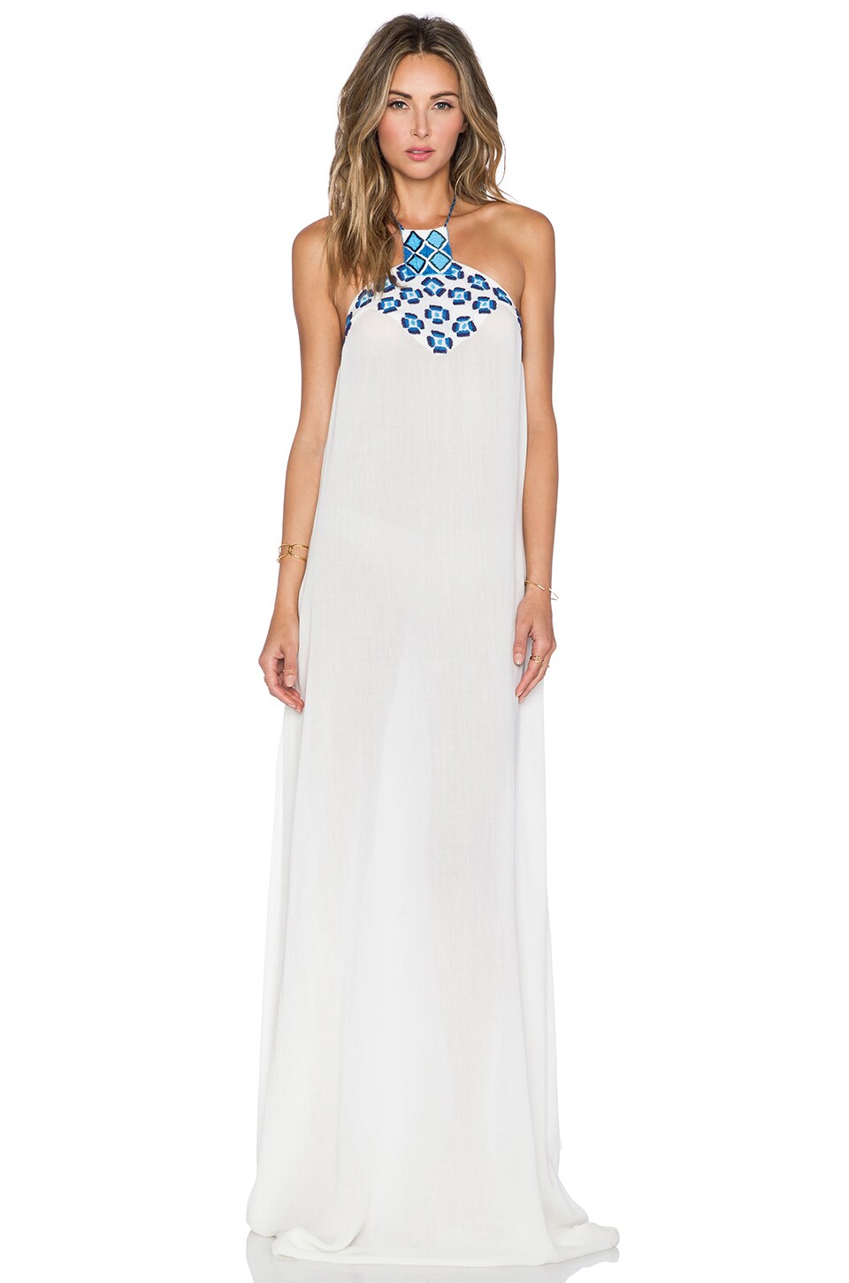 Pia Pauro Embroidered Maxi Dress in White | REVOLVE