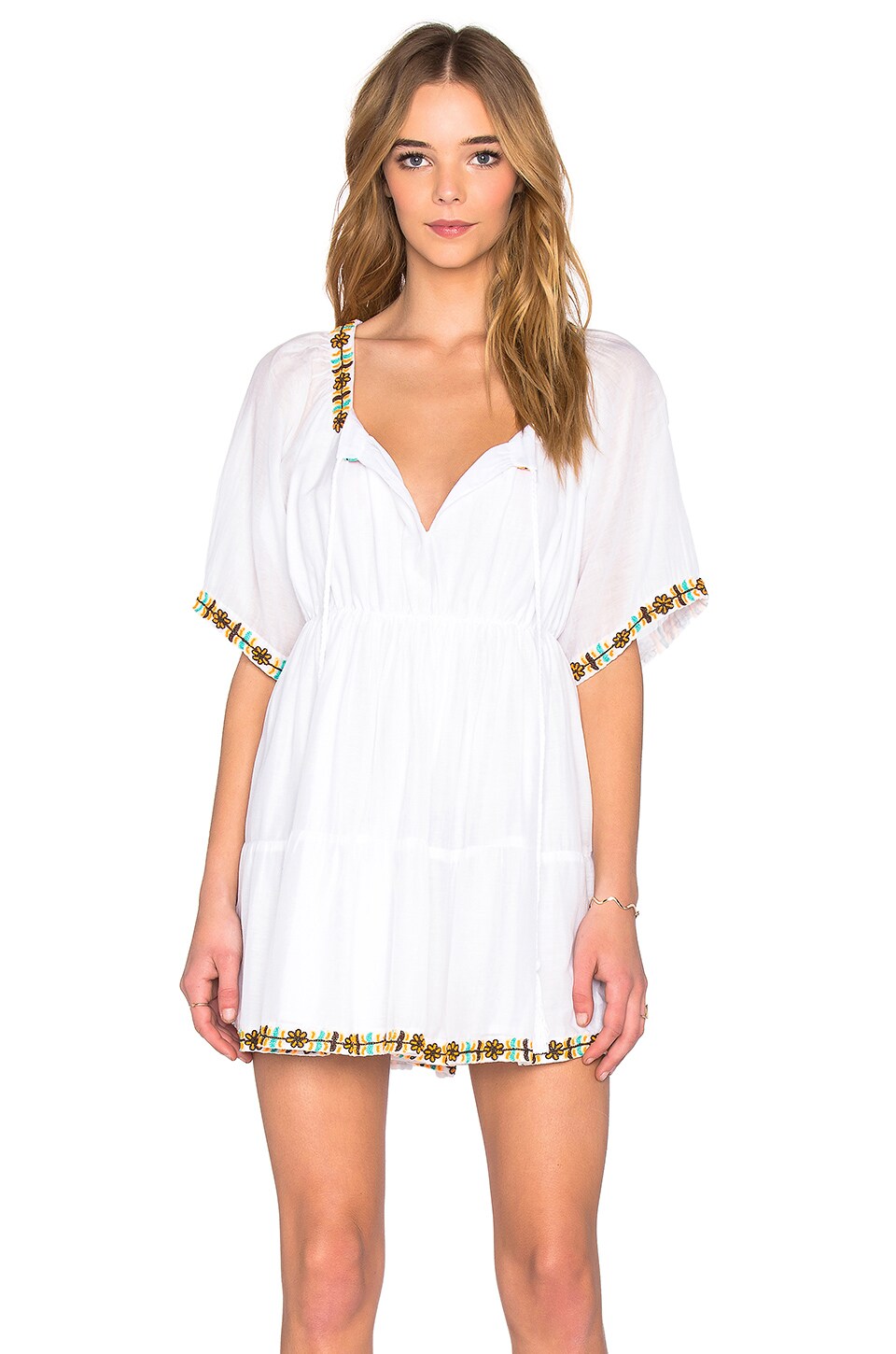 Pia Pauro Embroidered Mini Dress in White | REVOLVE