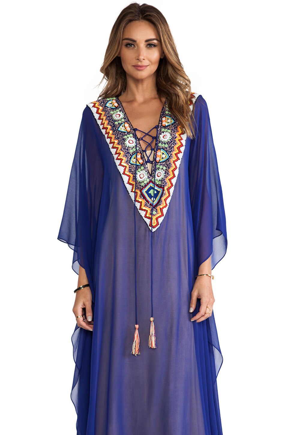 Pia Pauro Pool Neon Afrique Doubled Caftan in Caftan in Cobalt | REVOLVE