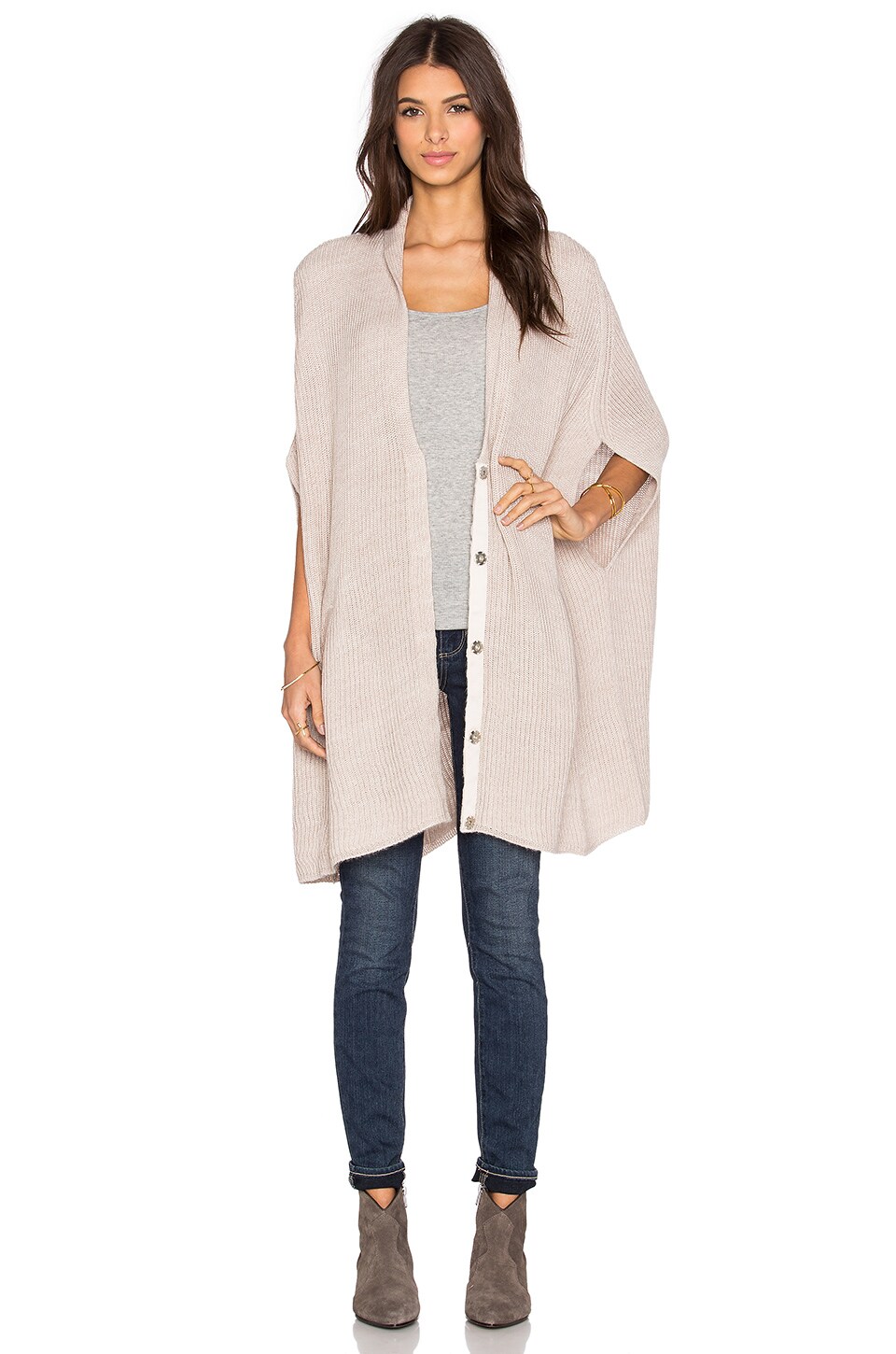 Pink Stitch Isabella Cardigan in Oatmeal | REVOLVE
