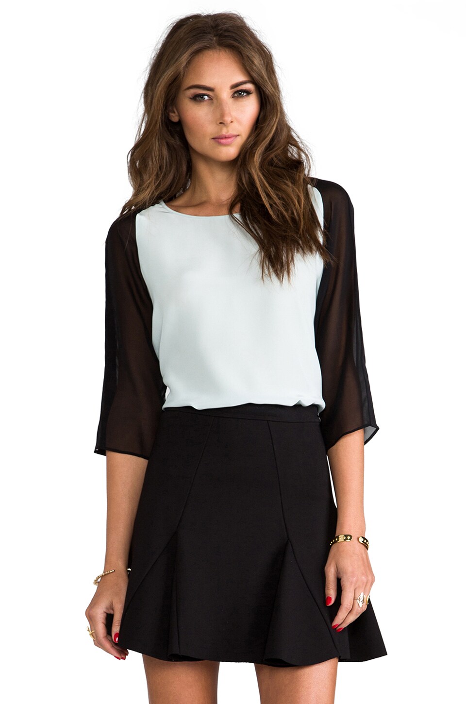 Parker Bo Mesh Sleeve Top in Fog | REVOLVE