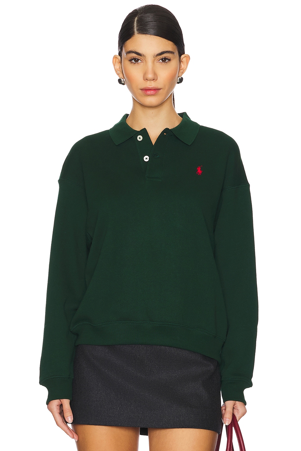 Polo Ralph Lauren Polo-collar Fleece Pullover in College Green | REVOLVE
