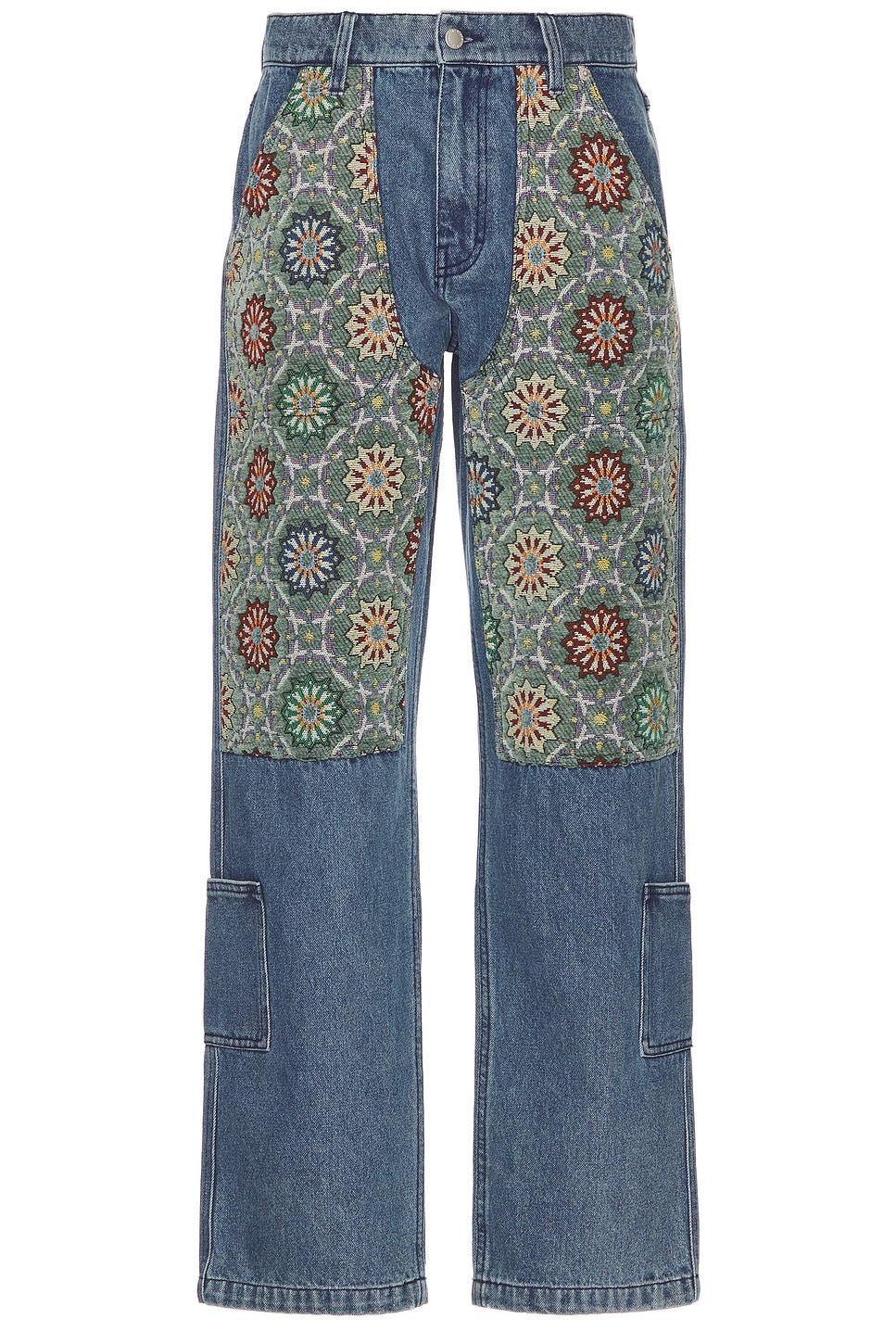 Pleasures Floral Ultra Double Knee Work Jeans in Indigo | REVOLVE