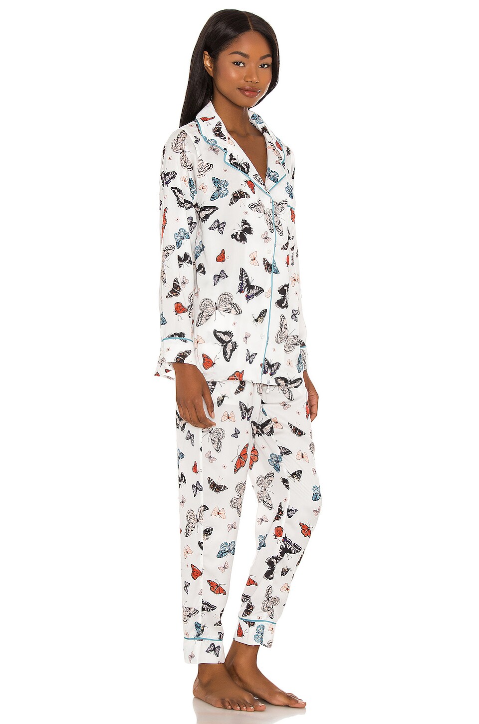 Plush Silky Butterfly PJ Set in White Multi | REVOLVE