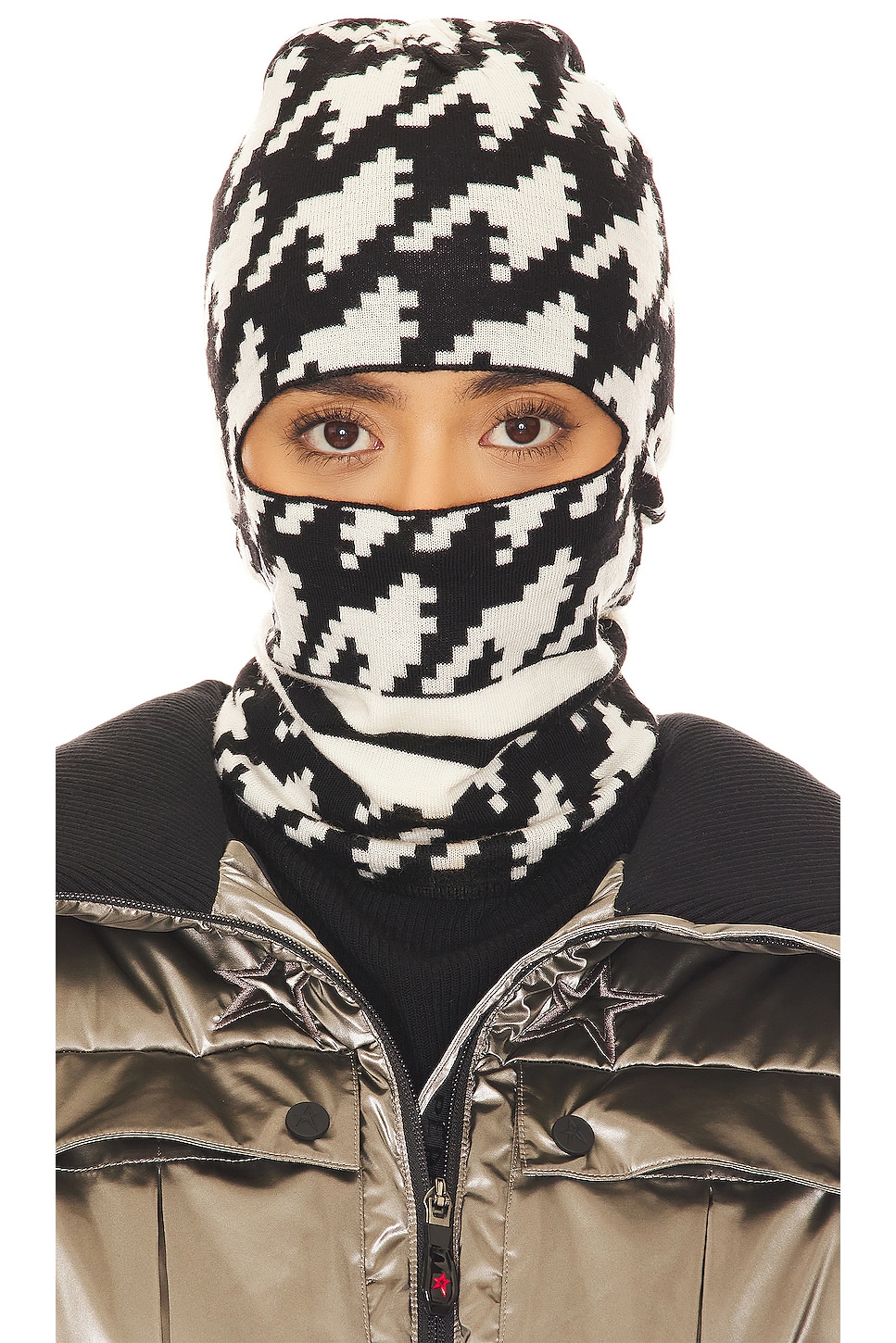 Perfect Moment Perfect Balaclava in Black & Snow White Houndstooth ...