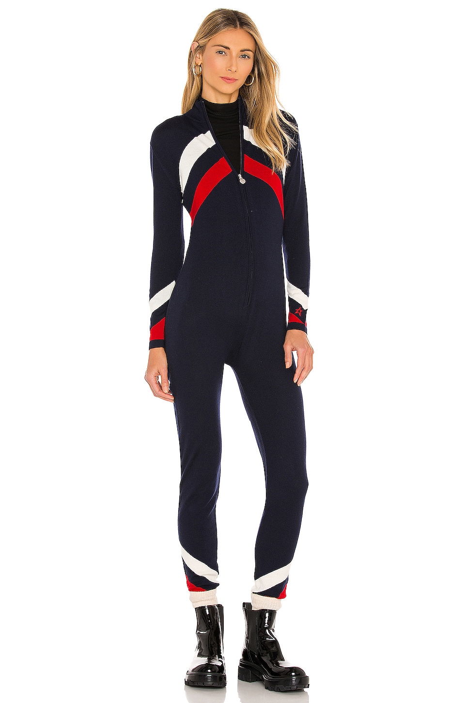 Perfect Moment Chevron Suit Jumpsuit in Navy | REVOLVE